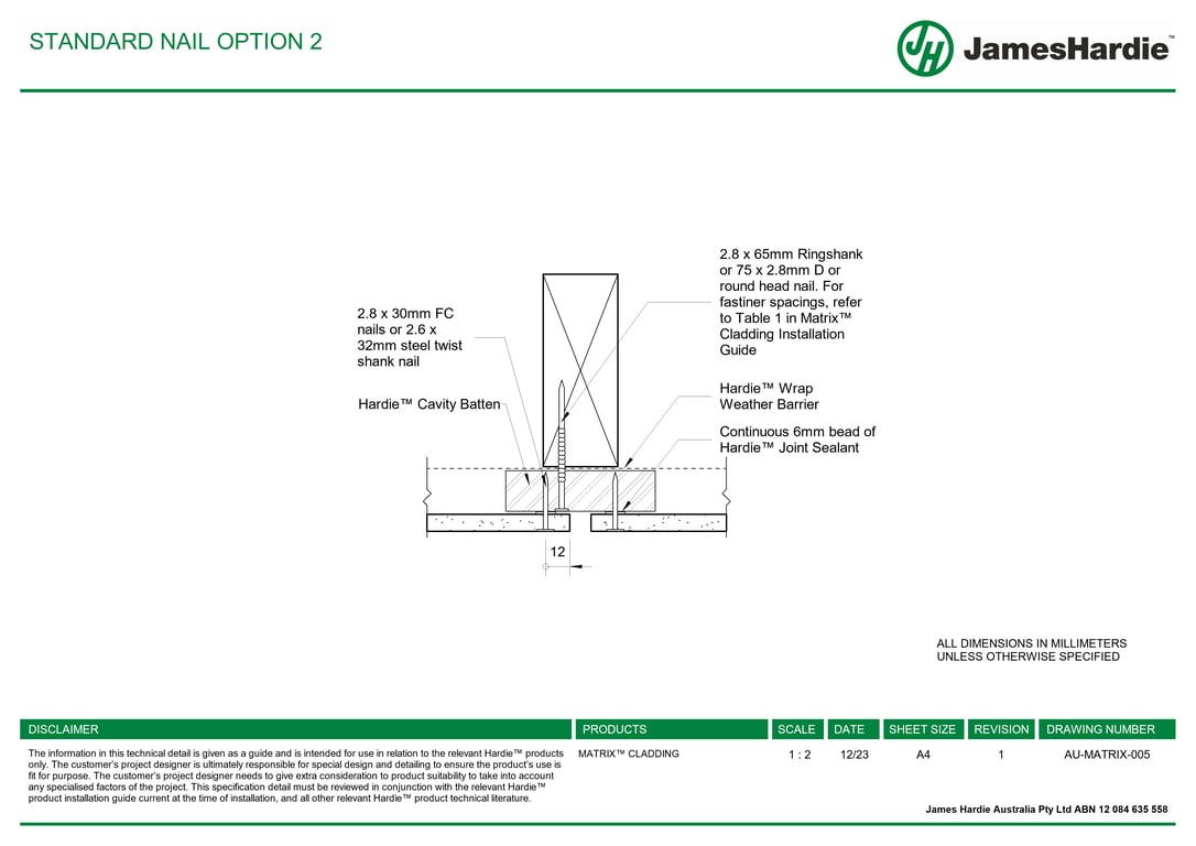 AU-MATRIX-005 - STANDARD NAIL OPTION 2 - BIMcontent.com